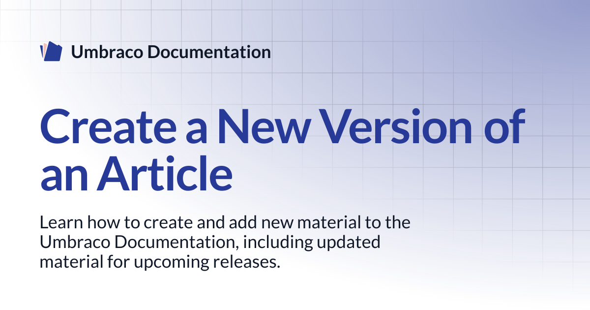 Create a New Version of an Article | Contributing
