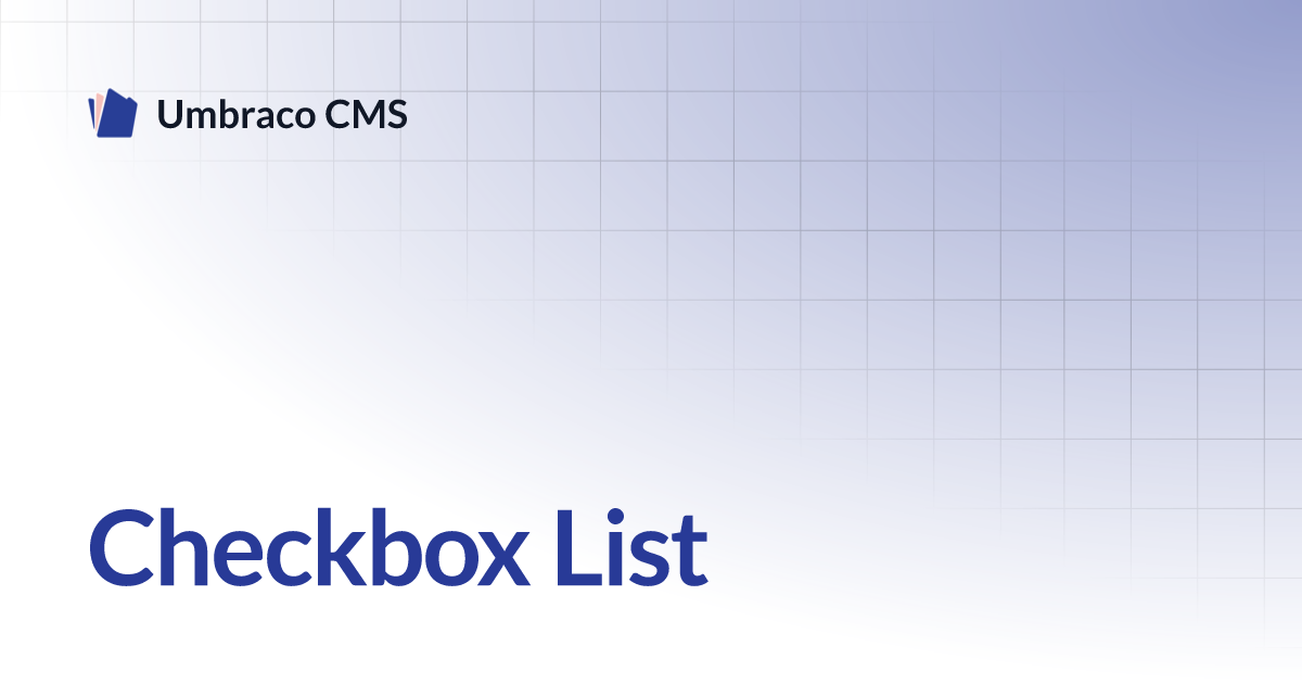 Checkbox List | Umbraco CMS