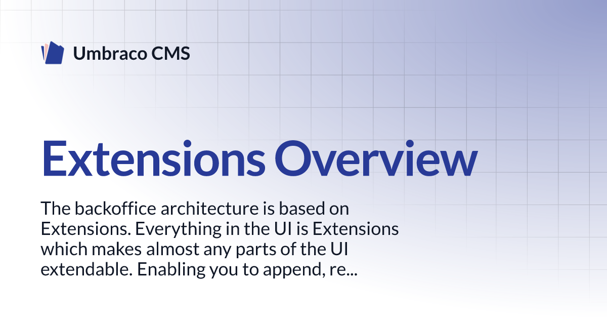 Extensions Overview Umbraco Cms