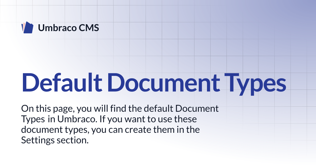 Default Document Types | Umbraco CMS