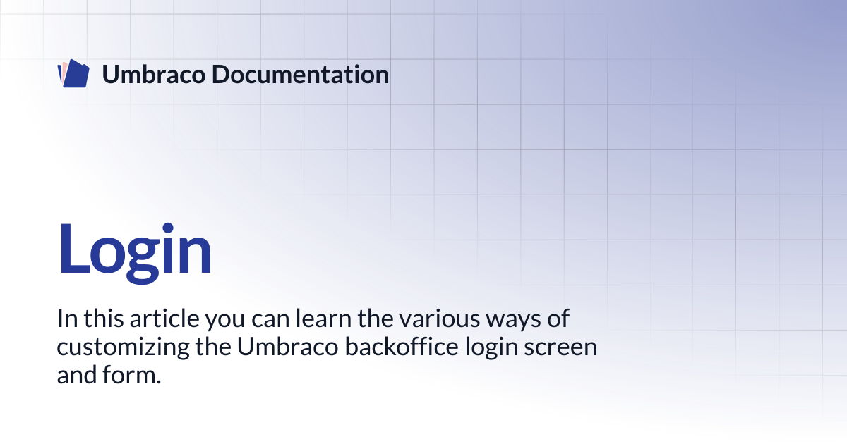 Login | CMS 16.latest | Umbraco Documentation